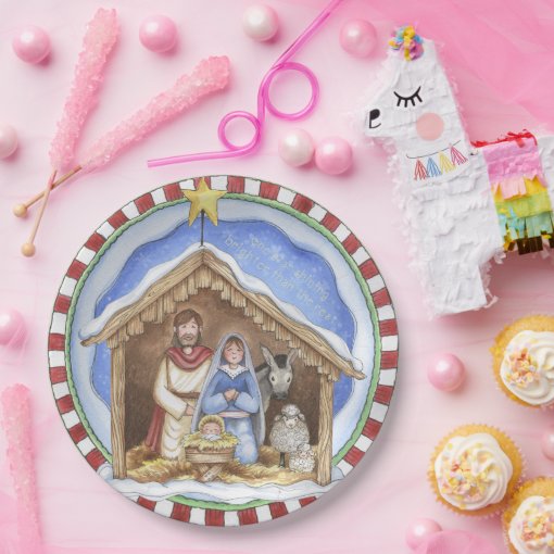 Folkart Nativity Paper Plates | Zazzle