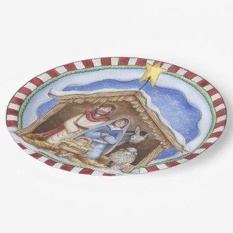 Folkart Nativity Paper Plates | Zazzle