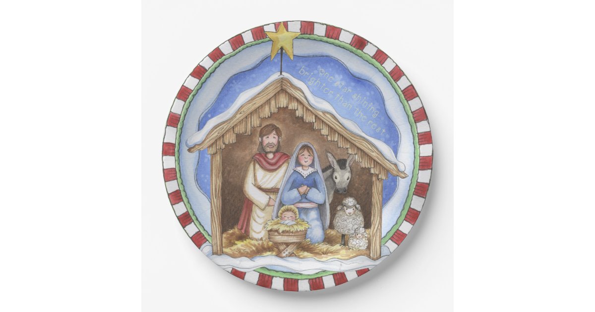 Folkart Nativity Paper Plates | Zazzle
