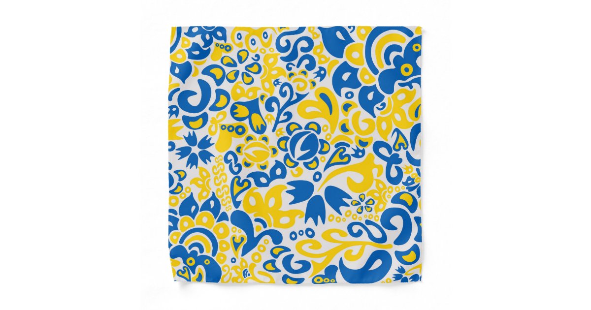 Folklore pattern with Ukrainian flag colors Bandan Bandana | Zazzle