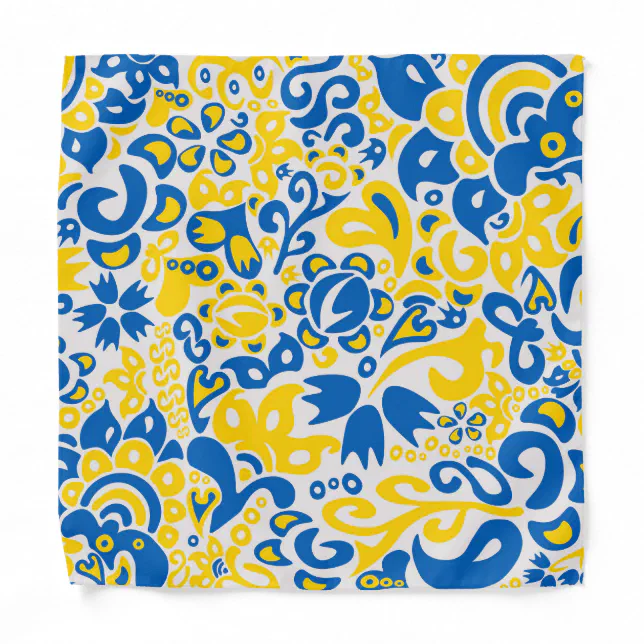 Folklore pattern with Ukrainian flag colors Bandan Bandana | Zazzle