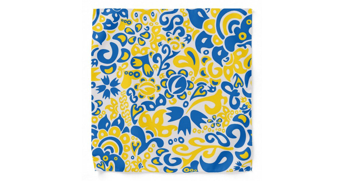 Folklore pattern with Ukrainian flag colors Bandana | Zazzle
