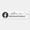 Follow Me Facebook Social Media Page Black White Bumper Sticker | Zazzle