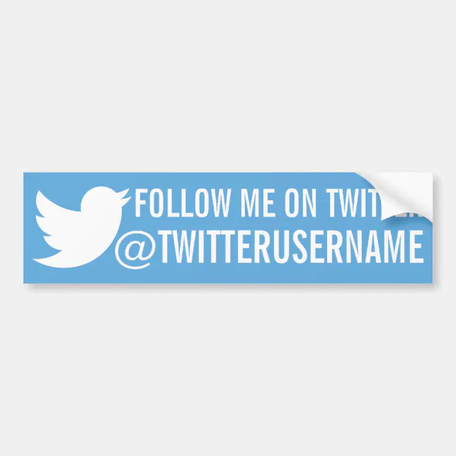 Follow Me On Twitter (Customizable Username) Bumper Sticker | Zazzle