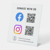 Follow Scan Connect With Us QR Code Logo Here Pedestal Sign | Zazzle