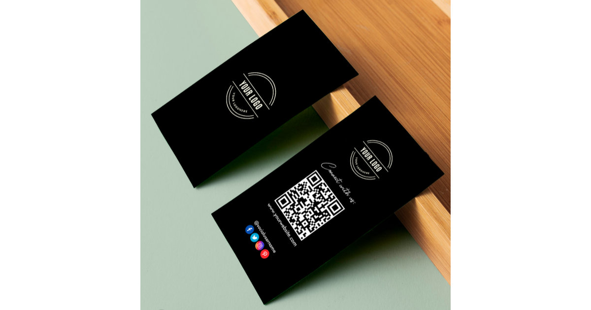 Follow Scan To Connect With Us QR Code Black White Business Card | Zazzle