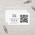 Follow Scan To Connect With Us QR Code White Black Business Card | Zazzle