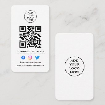 Follow Scan To Connect With Us QR Code Your Logo Business Card | Zazzle