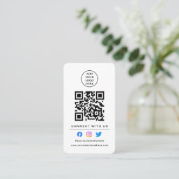 Follow Scan To Connect With Us QR Code Your Logo Business Card | Zazzle