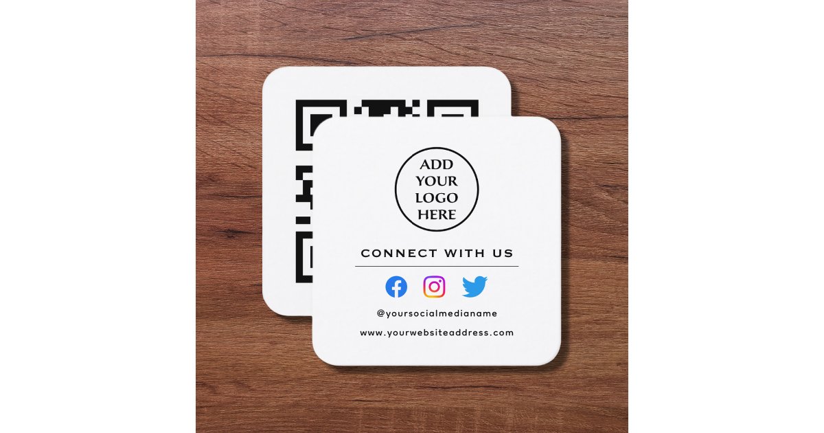 Follow Scan To Connect With Us Your Logo QR Code Square Business Card ...