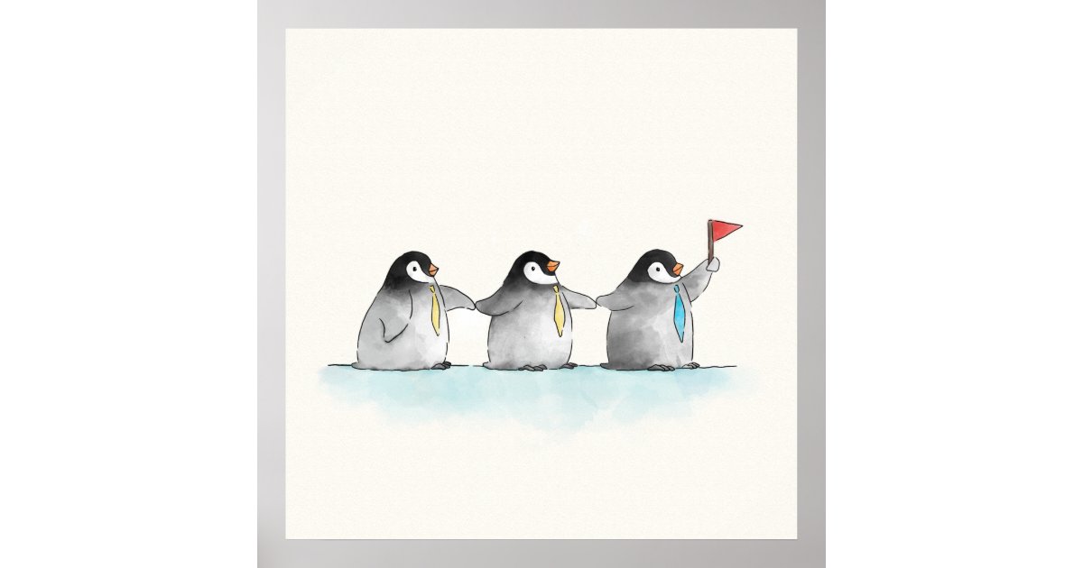 Follow the Leader Penguins Poster | Zazzle