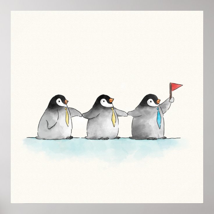 Follow the Leader Penguins Poster | Zazzle