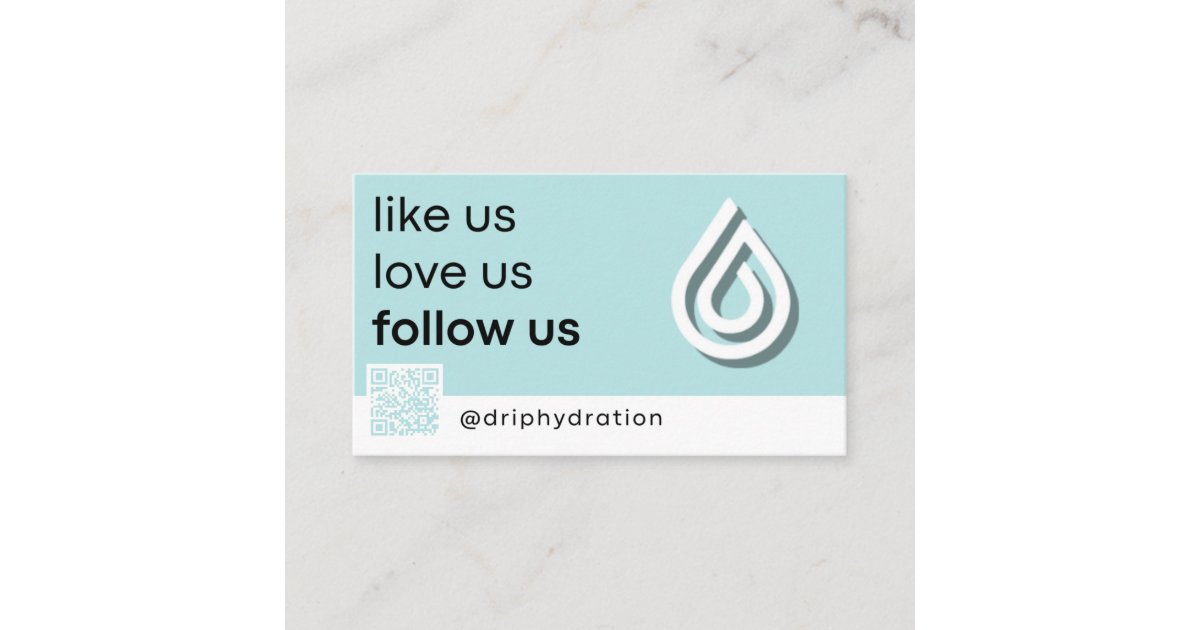 Follow Us Drip Hydration Business Card | Zazzle