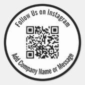 Follow Us on Instagram Black and White QR Code Classic Round Sticker ...