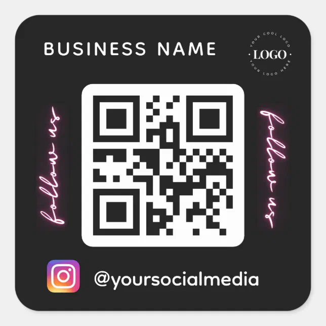 Follow Us on Instagram QR Code Social Media Logo Square Sticker | Zazzle