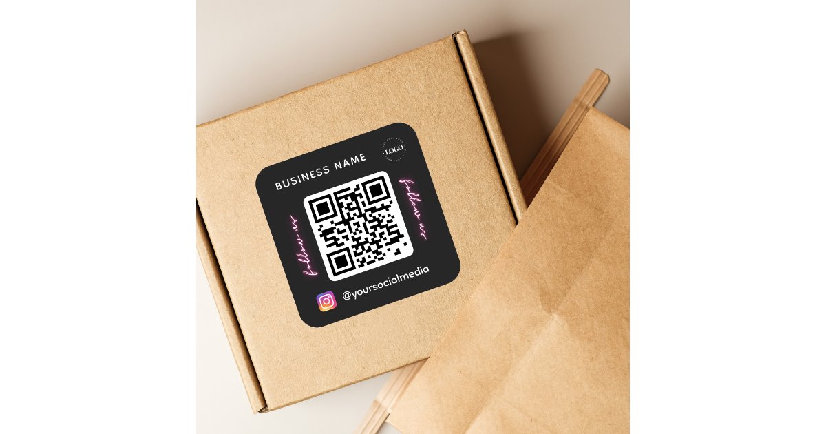 Follow Us on Instagram QR Code Social Media Logo Square Sticker | Zazzle
