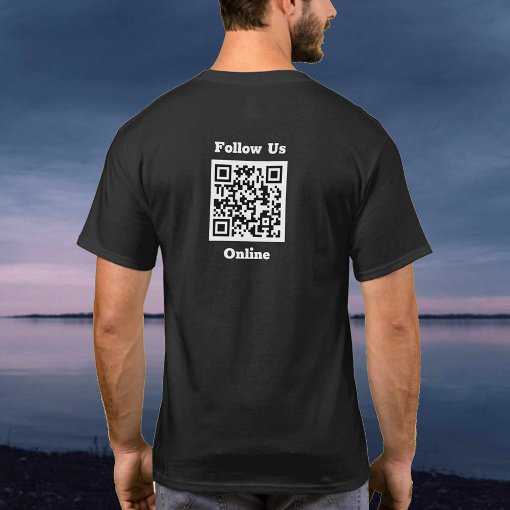 Follow Us Online Message with QR Code T-Shirt | Zazzle