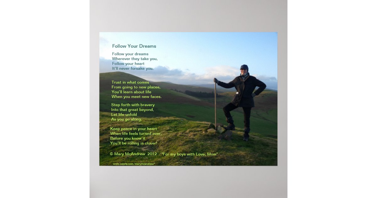 Follow Your Dreams inspirational poster | Zazzle
