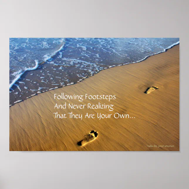Following Footsteps Modern Haiku Poster | Zazzle