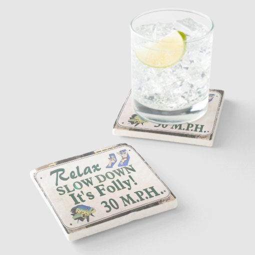 Folly Beach, Relax, South Carolina Marble Coaster. Stone Coaster | Zazzle