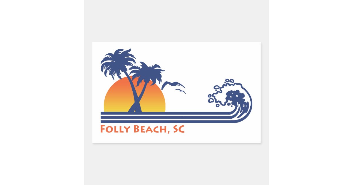 Folly Beach South Carolina Rectangular Sticker | Zazzle