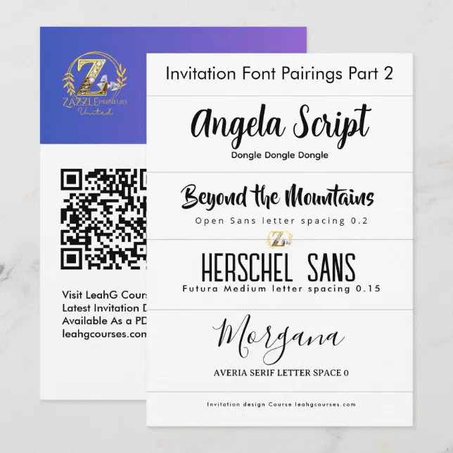 Font Pairings for Invitations Part 2 by LeahG | Zazzle