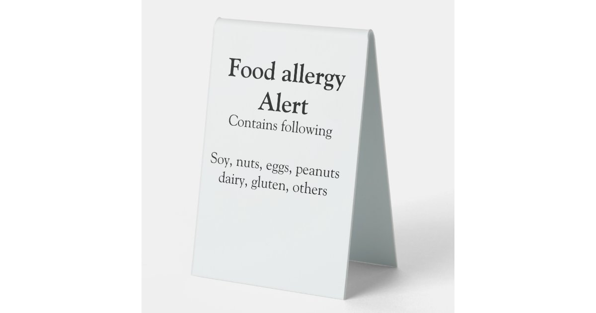 Food allergy alert add name text food items invita table tent | Zazzle