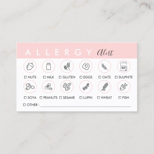 Food Allergy Alert Business Card | Zazzle.com