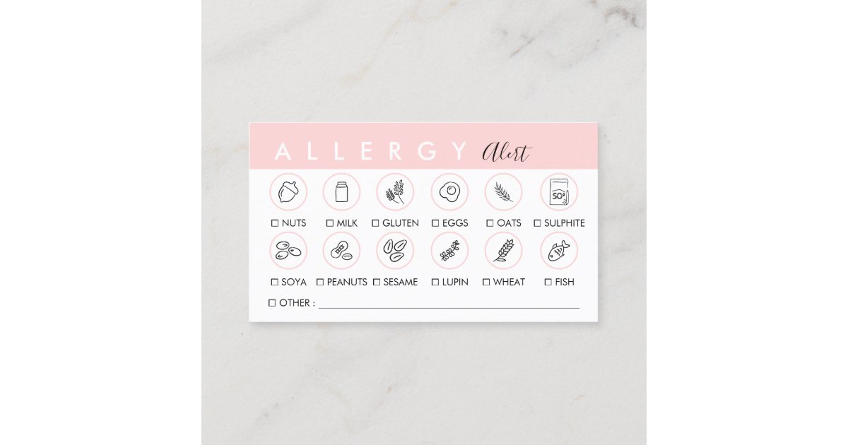 Food Allergy Alert Business Card | Zazzle