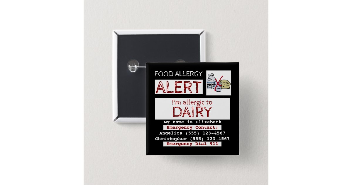 Food Allergy Alert Easy Edit Label Square Button | Zazzle