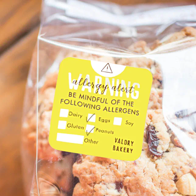 Food Allergy Alert Safety Square Sticker | Zazzle