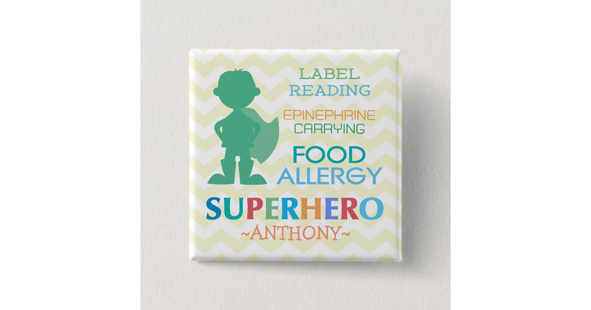 Food Allergy Alert Superhero Boy Button | Zazzle