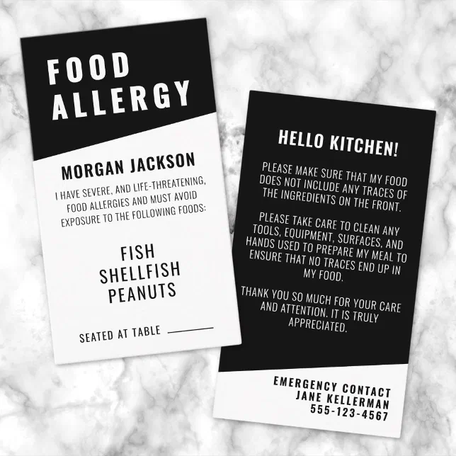 Food Allergy Chef Card | Zazzle