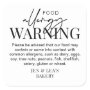 Food Allergy Minimalist Bakery Safety Warning Classic Round Sticker ...