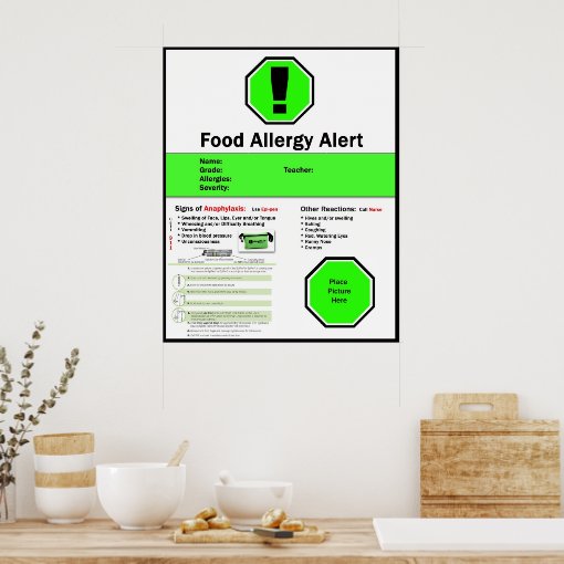 Food Allergy Poster for School | Zazzle