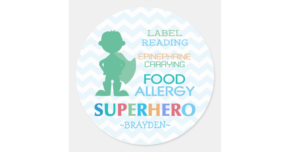 Food Allergy Superhero Boy Stickers | Zazzle
