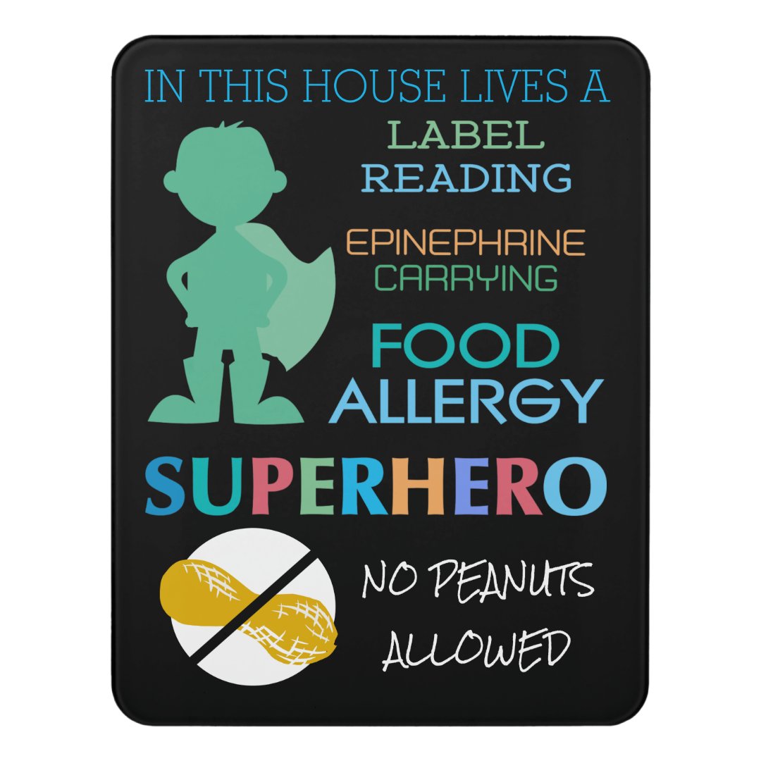 Food Allergy Superhero No Peanuts Allowed Boys Door Sign | Zazzle