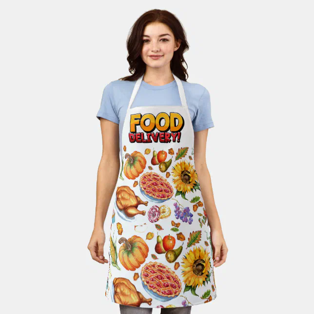Food Delivery All-Over Print Apron, Medium Apron | Zazzle