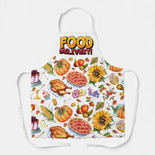 Food Delivery All-Over Print Apron, Medium Apron | Zazzle