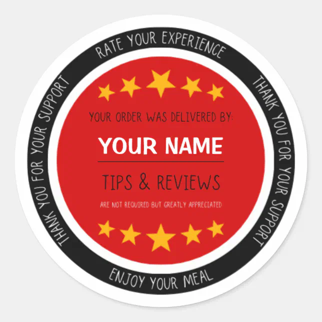 Food Delivery Driver Customer Appreciation Classic Round Sticker | Zazzle