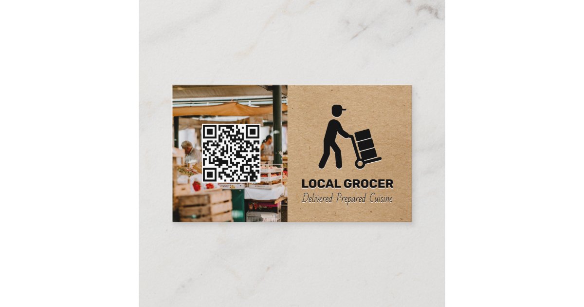 Food Delivery | Farmers Market | QR Code Business Card | Zazzle
