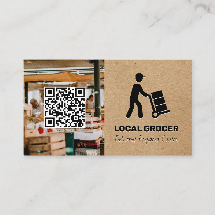 Food Delivery | Farmers Market | QR Code Business Card | Zazzle