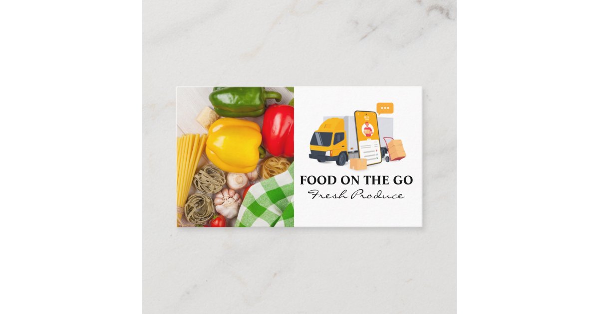 Food Delivery Truck | Produce Business Card | Zazzle
