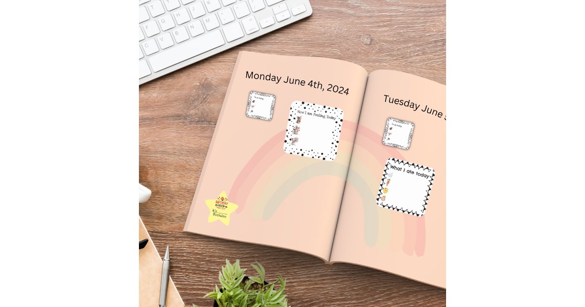 Food Diary Health Journal Square Sticker | Zazzle