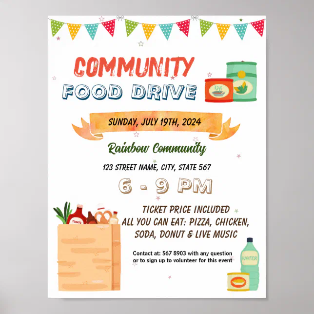 Food Drive event template Poster | Zazzle