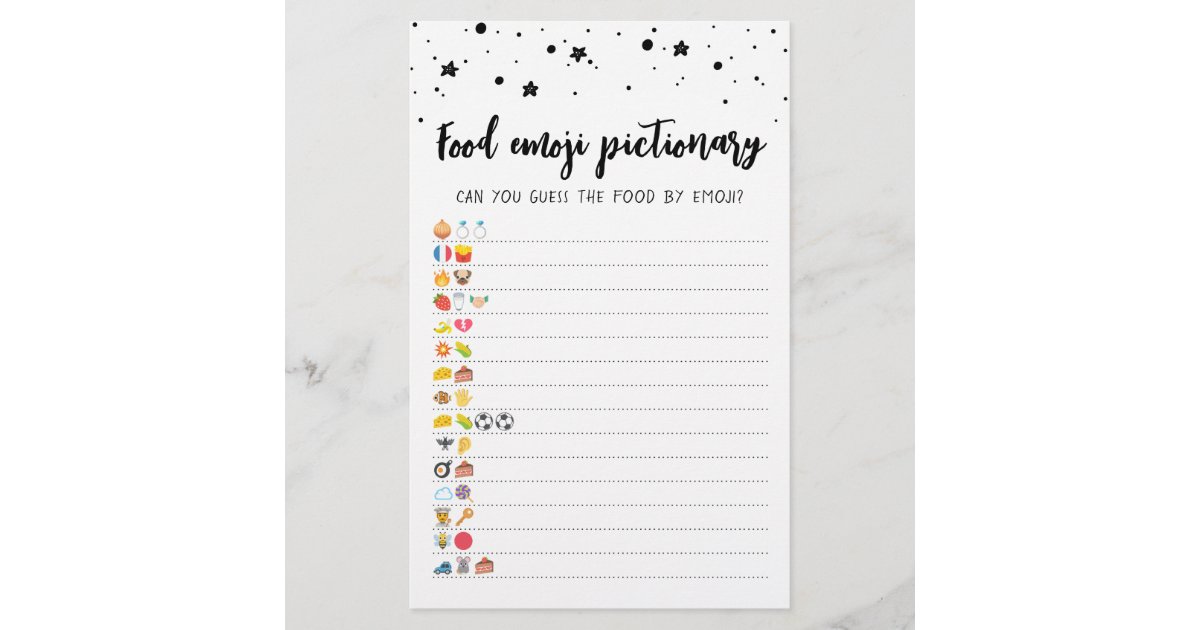 Food Emoji Pictionary game Quiz with Answers | Zazzle