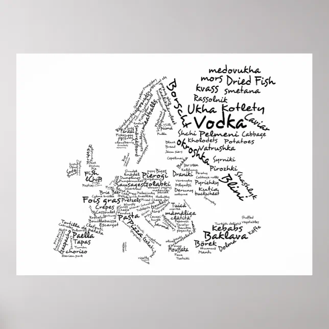 Food Map of Europe (large) Poster | Zazzle