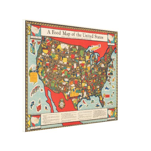 Food Map of the United States Canvas Print | Zazzle