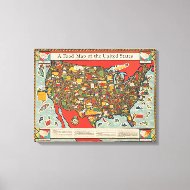 Food Map of the United States Canvas Print | Zazzle