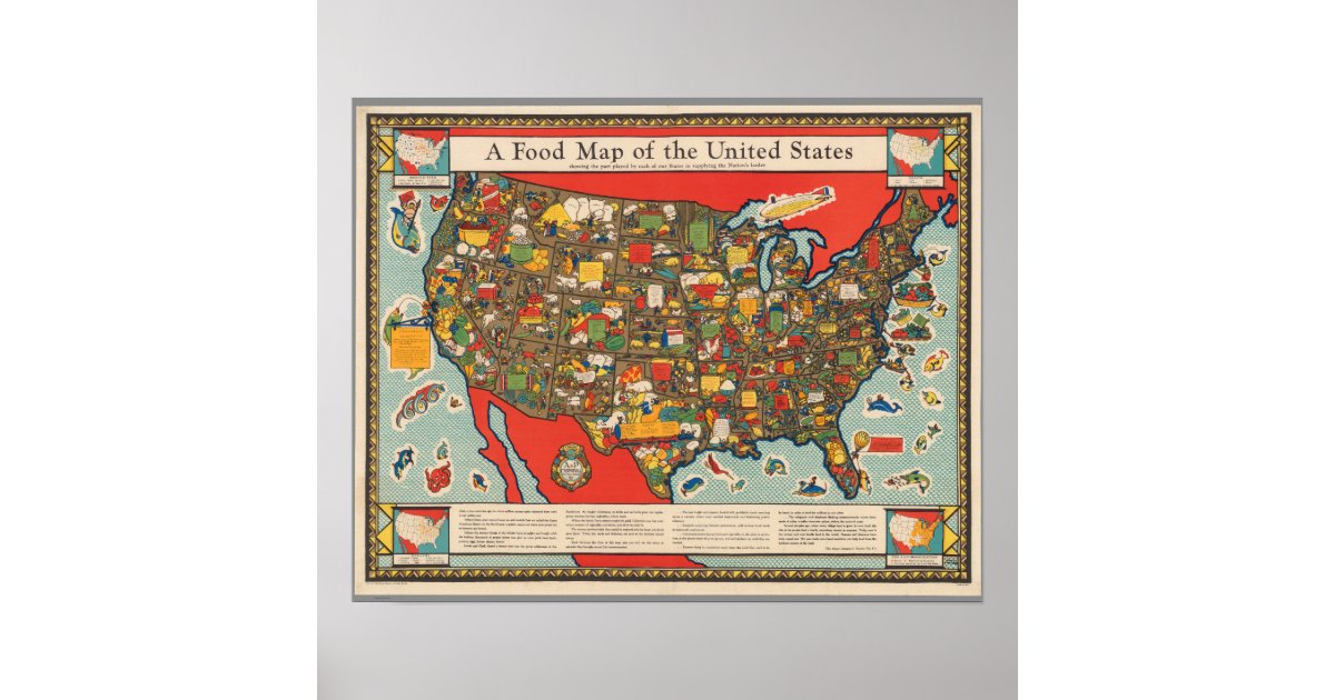 Food Map of the United States Poster | Zazzle